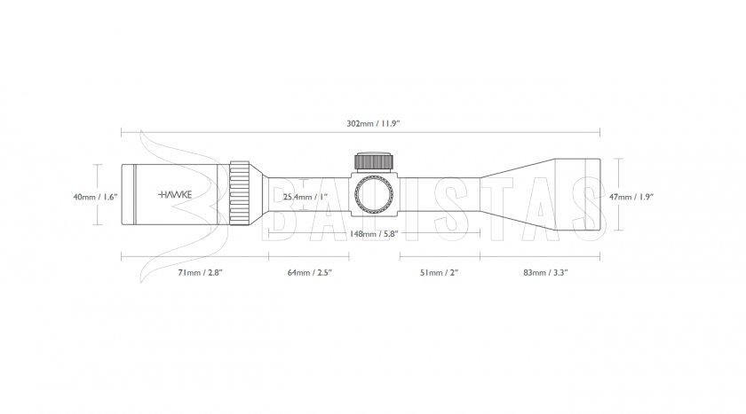 Hawke Vantage 4x32 AO Mil Dot rifle scope | Balistas.com